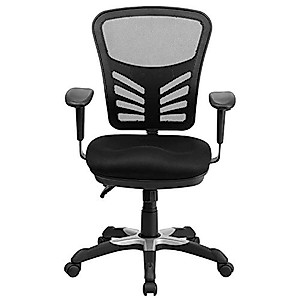 Flash Furniture Nicholas Mid-Back Black Mesh Multifunction Executive Swivel Ergonomic Office Chair with Adjustable Arms