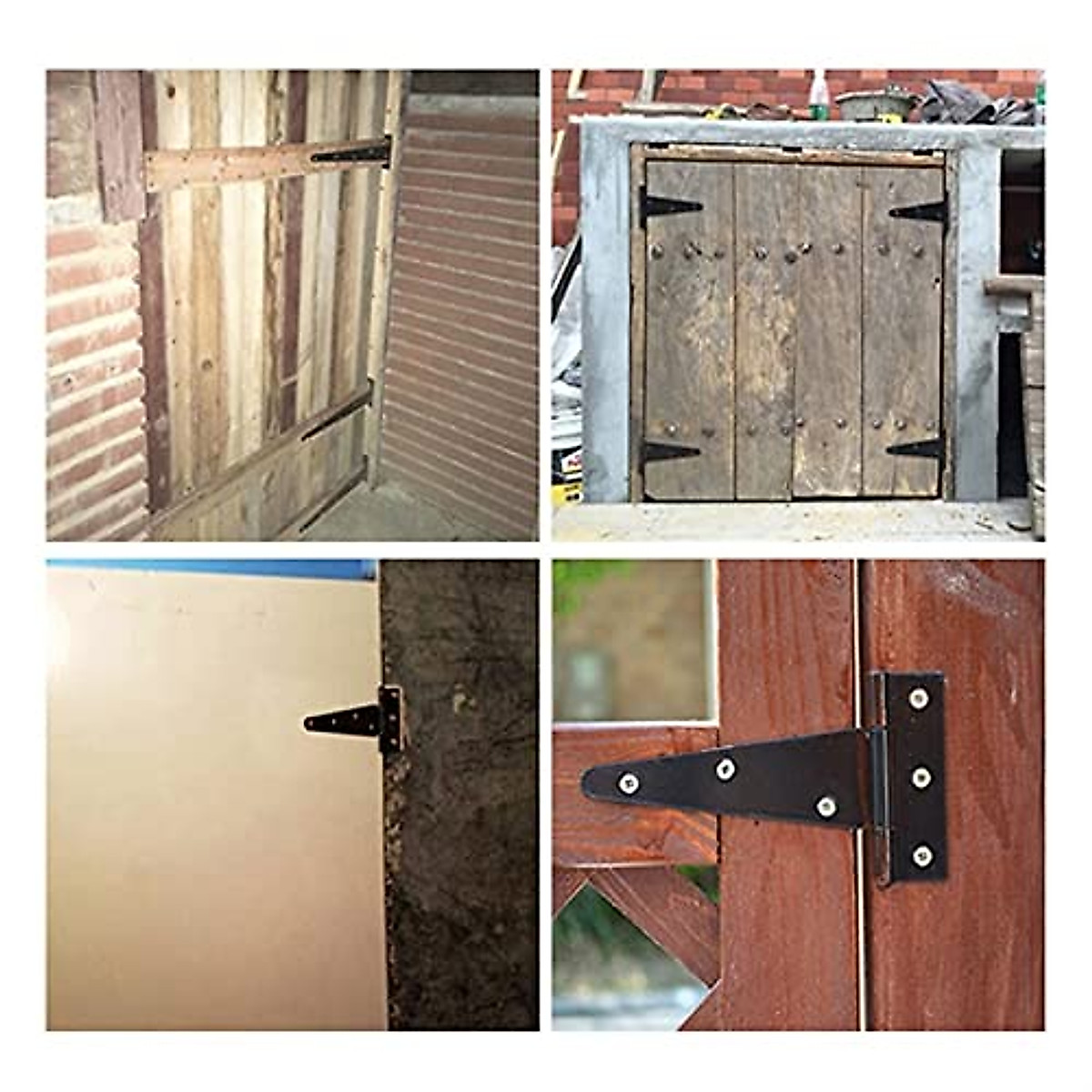 ANNURA Heavy Duty Hinge,Long Strap T Hinge, 2 Piece Hinges 2 Inch T Iron Lightweight Hinges, Wooden Fence Shed Barn Door Black Hinges