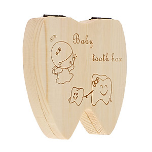 Kisangel 1pc Baby Tooth Save Box Tooth Fairy Box Teeth Souvenir Box Wooden Tooth Keepsake Box Teeth Storage Container