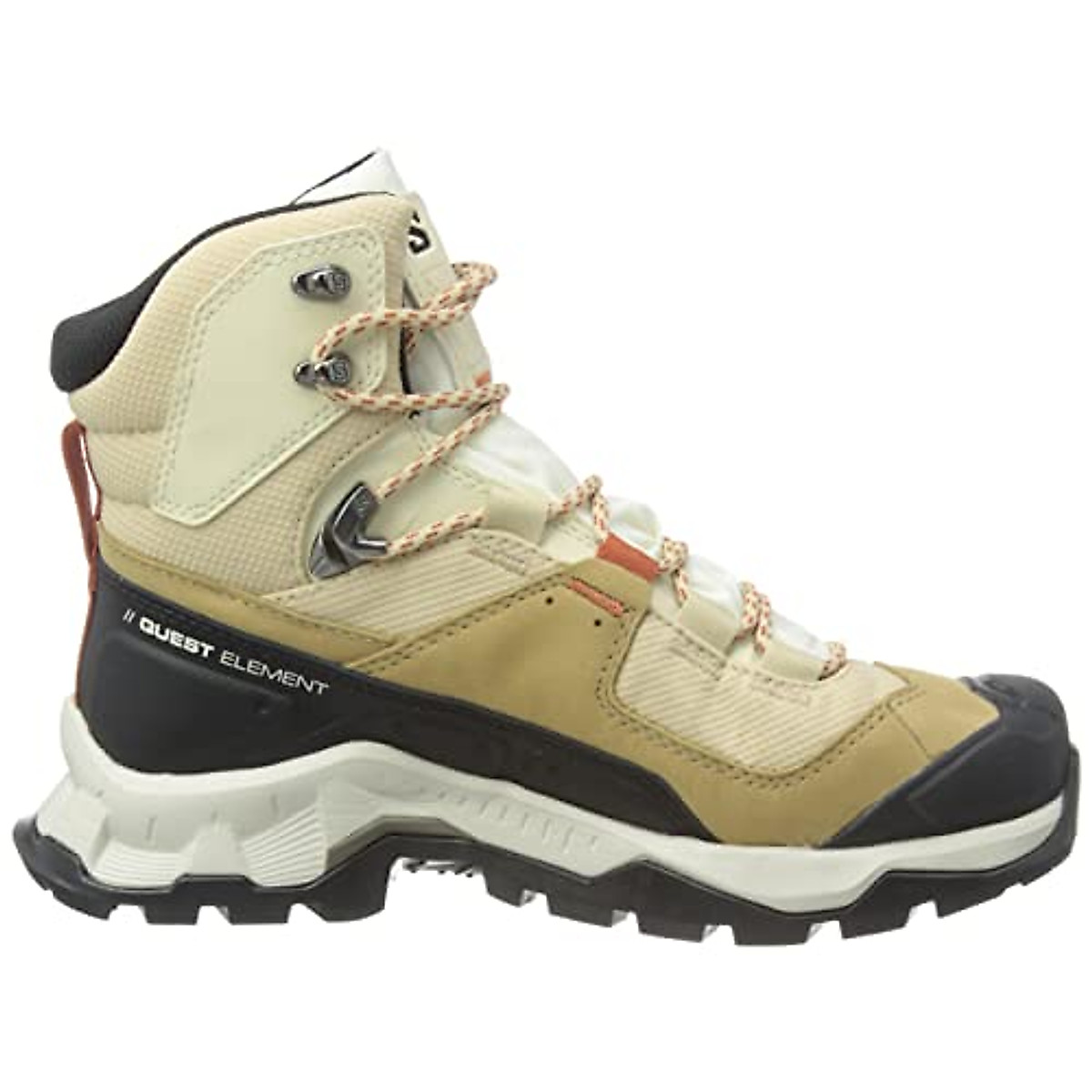 Salomon Quest Element Gore-TEX Hiking Boots for Women, Safari/Vanilla Ice/Mecca Orange, 10