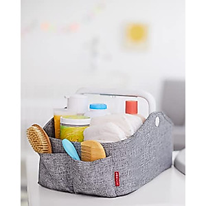 Skip Hop Diaper Caddy Organizer with Touch Sensor Night Light, Nursery Style, Heather Grey