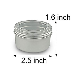 6 Pcs 4 Ounce Aluminum Cans Transparent Top Screw Lid Metal Storage Tins Containers for Storing Spices, Candies, Lip Balm