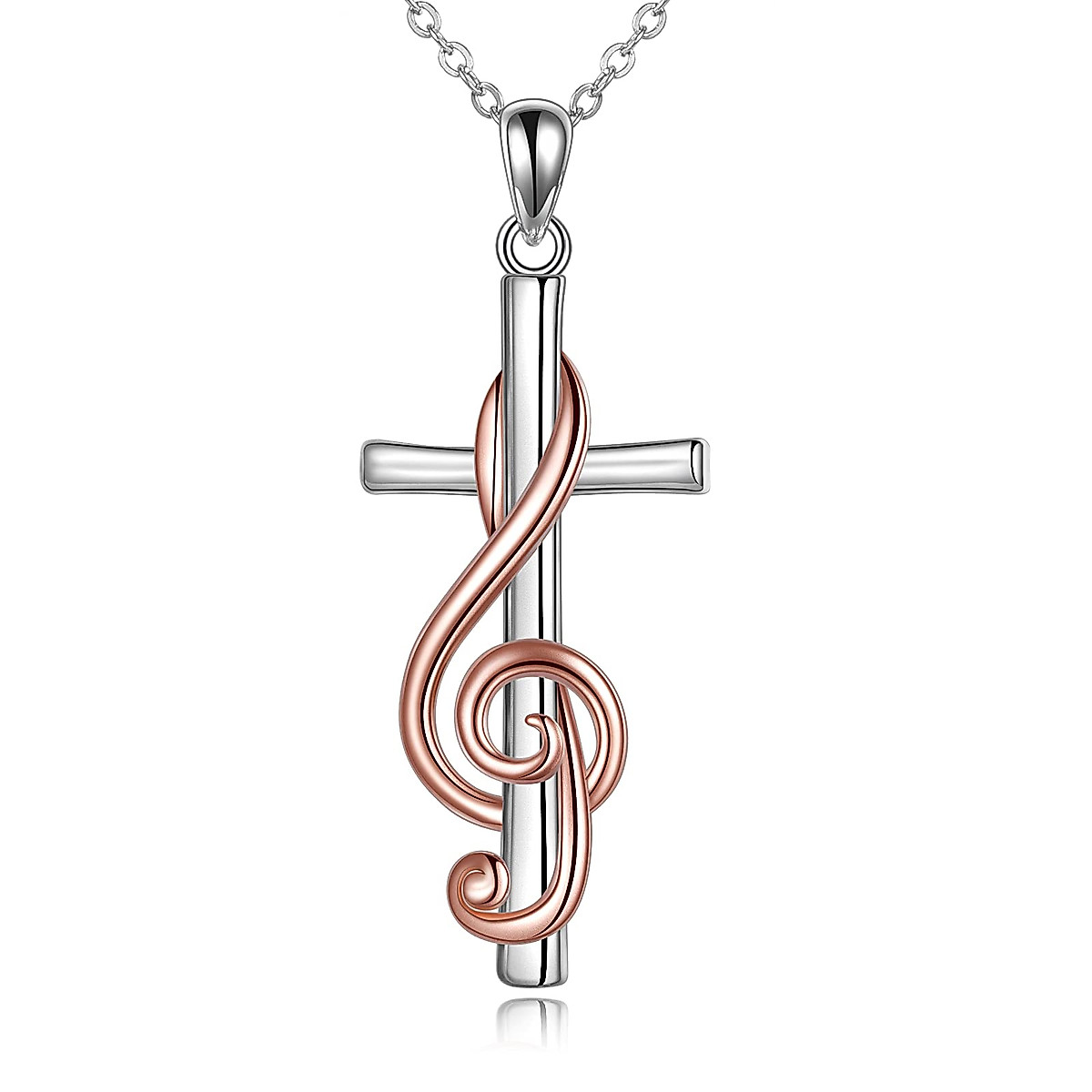 Music Gift for Women Musical Note Cross Necklace for Women Sterling Silver Conformation Jewelry Choir Gifts for Women