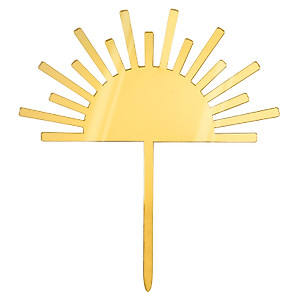 Huray Rayho Sun Acrylic Cake Topper Boho Theme Mirror Cake Topper for Photo Booth Props You Are My Sunshine Birthday Party Supplies First Trip Around the Sun Party Decoration