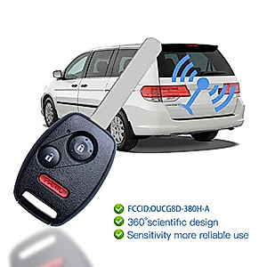 Car Remote Control Uncut Ignition Chip Key Keyless Entry fit for 2005-2010 Honda Odyssey/2006-2014 Ridgeline (OUCG8D-380H-A) 1 Pack