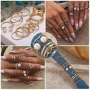 YEEZII 68 Pcs Gold Knuckle Rings Set for Women, Stackable Rings Boho Joint Finger Midi Rings Silver Hollow Carved Crystal Stacking Rings Pack