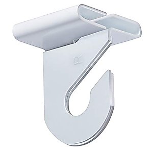 GlossyEnd Pack of 50 Pairs - High Strength Aluminum Two Piece Ceiling Hooks for Drop-Ceiling T-Bars, 50 Right and 50 Left, White Enamel Finish, Holds up to 15 lbs. 1" W x 1 ½"H