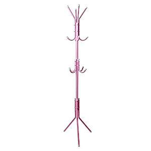 uxcell Metal Coat Rack,Standing Coat Tree 12 Hooks Hanger for Handbags Hat Umbrella Clothes Home Decorate Fuchsia