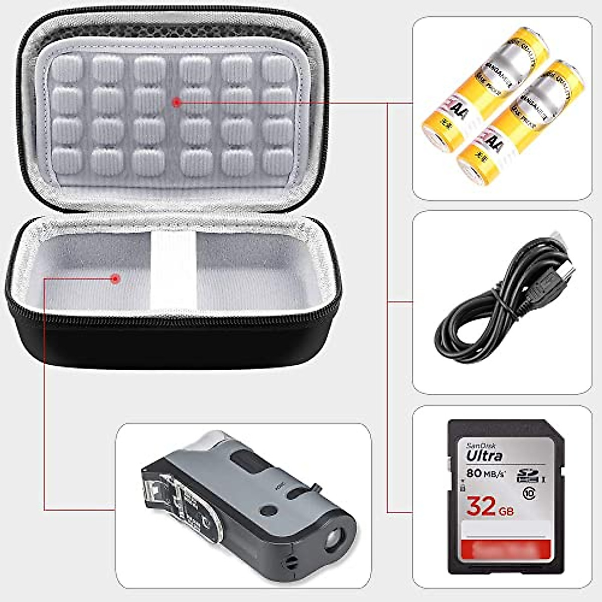 Microscope Case for Carson MicroFlip 100x-250x LED and UV Lighted Pocket Microscope(MP-250 or MP-250MU)- Black (Case Only)