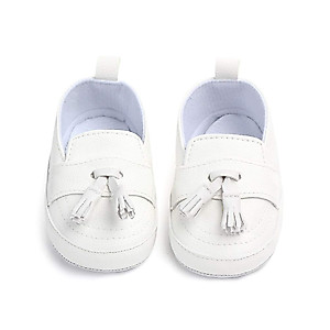 Csfry Infant Toddler Baby Boys Soft Moccasinss Crib Shoes White US4