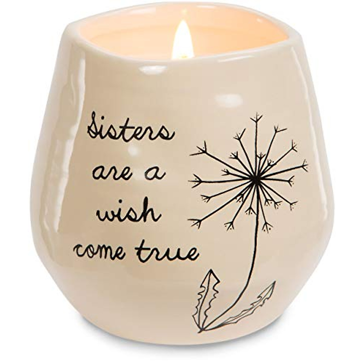 Pavilion Gift Company Plain Dandelion Sisters are a Wish Come True Yellow Ceramic Soy Serenity Scented Candle