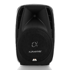 Pair Alphasonik All-in-one 12" Powered 1500W PRO DJ Amplified Loud Speakers with Bluetooth USB SD Card AUX MP3 FM Radio PA System LED Lights Karaoke Mic Guitar Amp 2 Tripod Stands Cable and Microphone