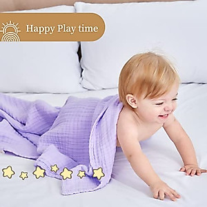 HardNok Muslin Swaddle Blanket 6 Layer Gauze, Super Soft Swaddle Wrap Blanket/Bath Towel/Nursing Cover/Bed Blankets for Boys Girls as Shower Gift (1, Noble Purple)