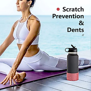 WUQID Protective Bling Silicone Boot Sleeve, Compatible with Stanley Tumbler 20-40oz & Hydro Flask Bottle 12oz-24oz, Glitter Reduces Dents Sleeve Cover for More Bottles/Tumblers Bottom of 2.83-2.95in