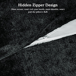 TOONOW Set of 2 Decorative Throw Pillow Covers 18x18, Black Fluffy Pillow Covers New Luxury Faux Fur Square Sofa Pillow Covers for Sofa Couch Living Room Bedroom, No Pillow Insert