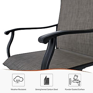 Anmutig Patio Swivel Dining Chairs Set of 4, Outdoor Metal Chair with Textilene Mesh Fabric Patio Furniture Set Porch Chairs with Metal Rocking Frame for Lawn Garden Backyard Brown/Grey