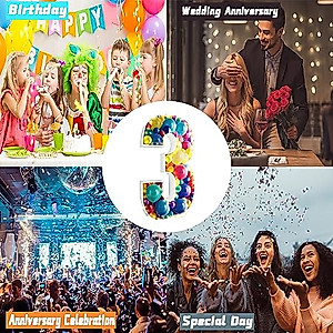 4FT Large Marquee Numbers, Marquee Light Up Numbers, Mosaic Numbers for Balloons, Number 3 Balloon Frame, Marquee Light Up Numbers for 30th Birthday Decorations, Anniversary Party Decor Foam Board