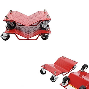 Parts-Diyer Snowmobile Car Tire Repair Tools Wheel Dolly Set of 4 6000lbs Mover, Heavy Duty Vehicle Wheels Dollies Movers Skates Diamond, Red