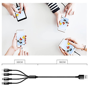 RULUS 4 in 1 Charging Cable [2Pack 4Ft], Fast Charging & Data Sync Multi Phone Charger Cable Nylon Braided USB Charging Cable with Lightning/Type C/Micro USB Port for iPhone,Samsung Tablets,Carplay