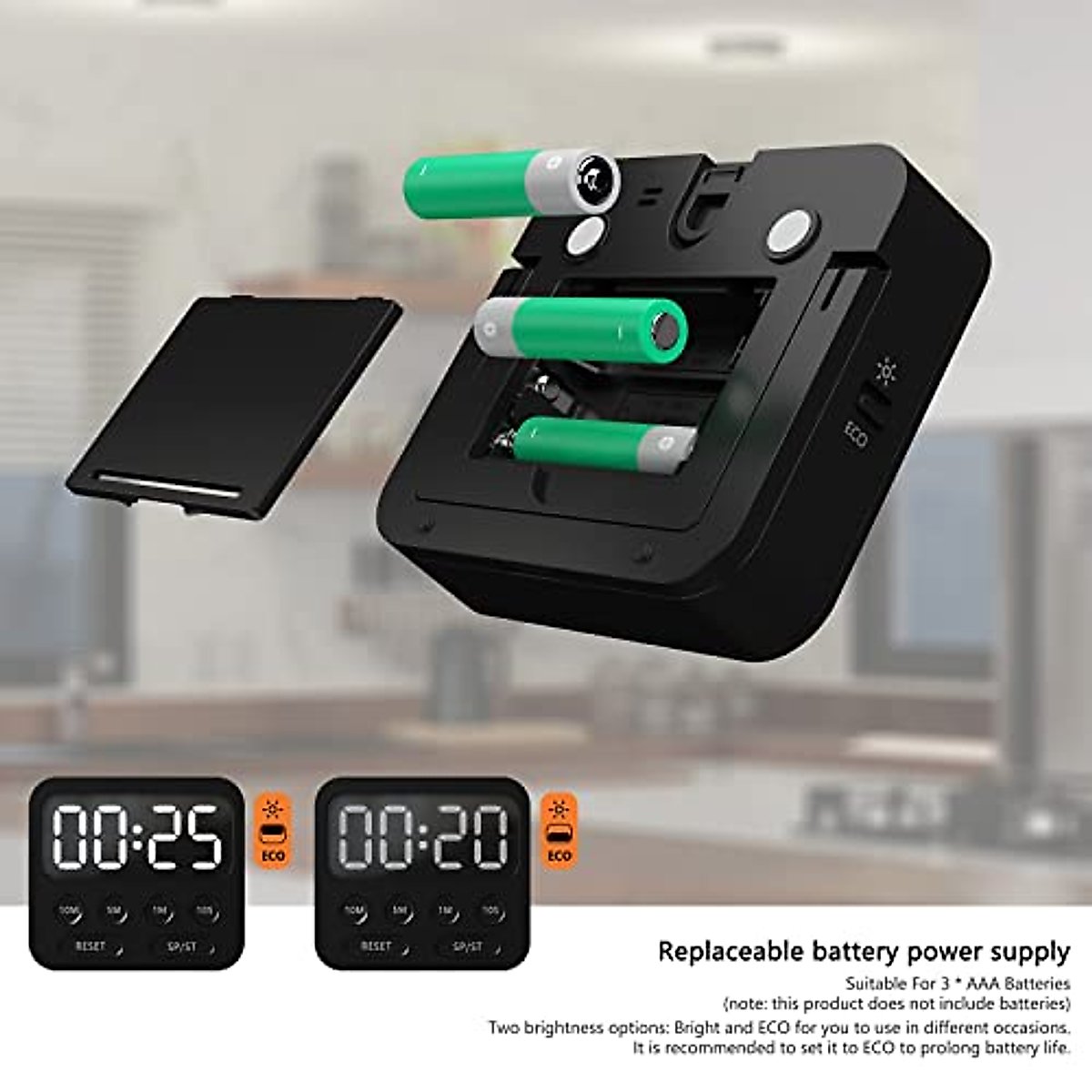 Timer,Kitchen Timer,Classroom Timer for Kids,Magnetic Digital Stopwatch Clock Countdown Countup Timer with Large LED Display Volume Adjustable for Cooking,Exercise, Baking, Desk