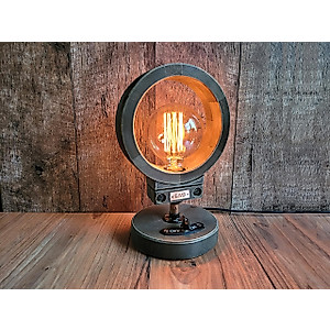 Wooden table lamp LWB, handmade steampunk author's design solid wood brass aged wood vintage rustic