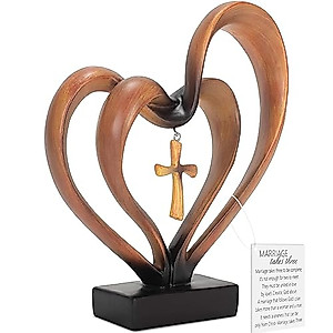 TZufa Wedding Anniversary Couples Gift - 25th 50th Anniversary Wedding Gift Ideas for Wife, Husband, Happy Anniversary, Wedding Decoration for Parents, Her/Him - Brown