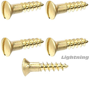 #4 x 3/8 Solid Brass Wood Screws Oval Head Slotted Drive Quantity 100
