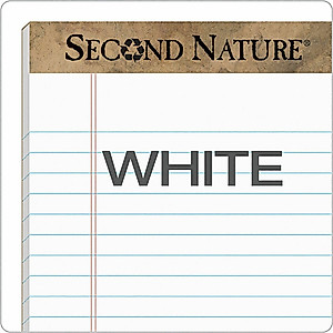 TOPS 74830 Second Nature Recycled Pads, Lgl/Margin Rule, 5 x 8, White, 50 Sheets (Pack of 12)