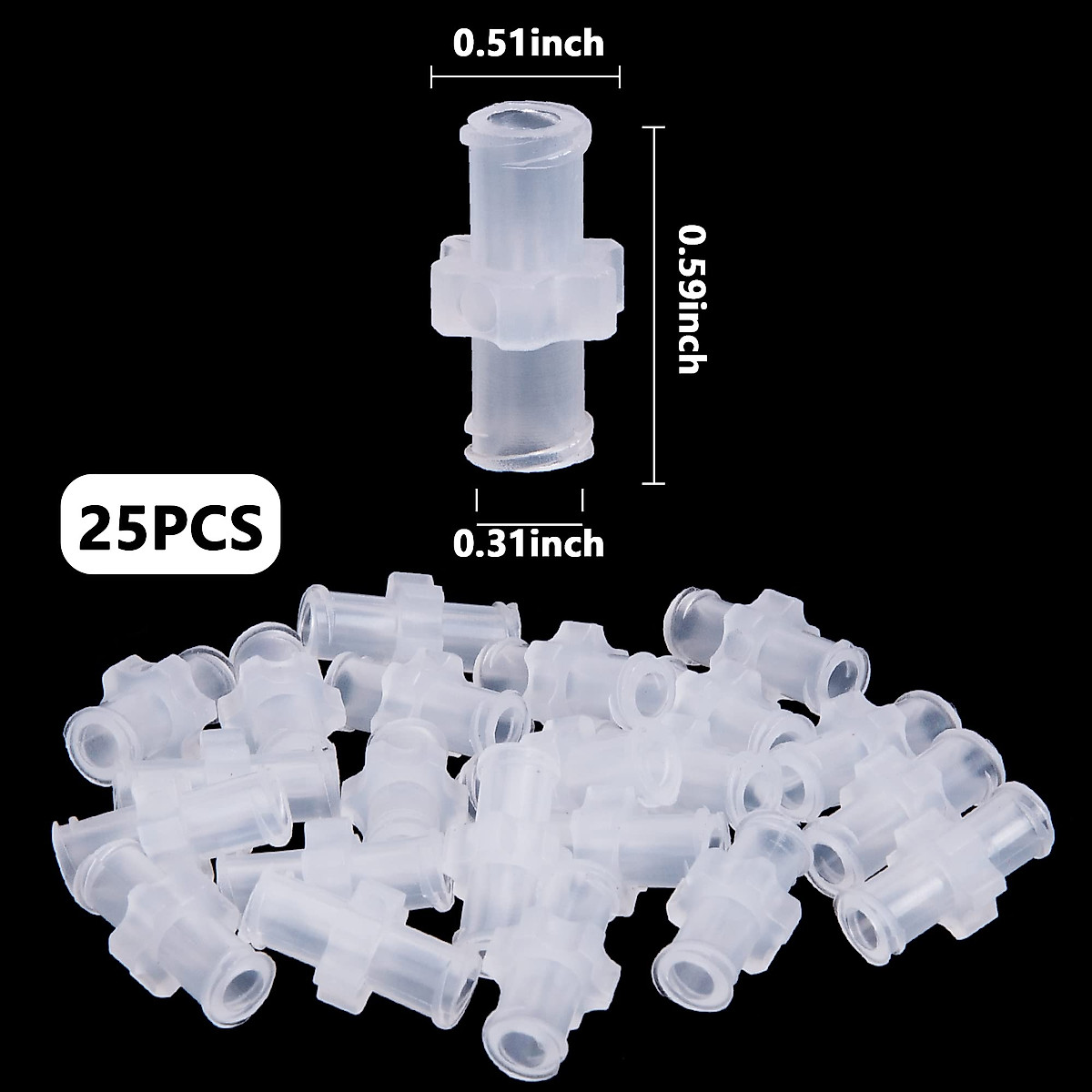 25pcs Luer Lock to Luer Lock Connector, Female Luer Syringe to Syringe Transfer Joint,PP Syringe Adapter Coupler (25)