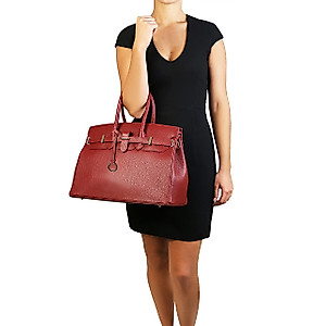 Tuscany Leather - TL Bag - Leather handbag with golden hardware - TL141529 (Red)