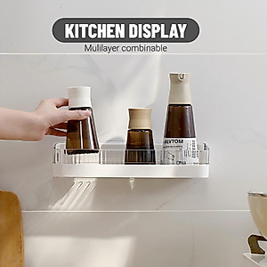 Sylfaen 2-Pack Shower Caddy, No Drilling Double Layer Shower Shelf, Wall Mounted Shower Shelves with Self Adhesive for Bathroom Kitchen