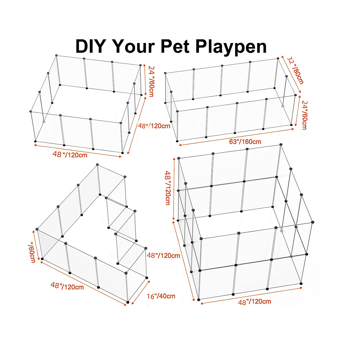 Pet Playpen,24 Inch Tall Puppy Playpen Portable Small Animals Playpen, Pet Fence Yard Fence for Puppy,Bunny,Guinea Pigs,Ferrets,Mice,Hamsters,Hedgehogs,Turtles