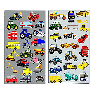 Cars and Trucks Stickers Party Supplies Pack Toddler - Over 160 Stickers for Toddler Boys and Girls (Cars, Fire Trucks, Construction, Buses & More!)