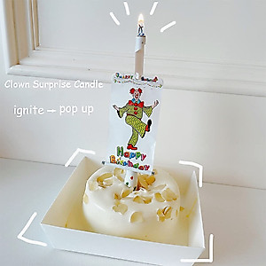Pop Up Surprise Banner Candle, Circus Carnival Clown Cake Cupcake Candle, Clown Banner Birthday Candle for Party Supplies - 1 Pcs