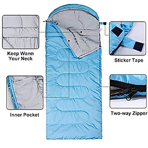 EMONIA Camping Sleeping Bag, 3-4 Season Waterproof Outdoor Hiking Backpacking Sleeping Bag Perfect for Traveling,Lightweight Portable Envelope Sleeping Bags for Adults,Kids,Girls and Boys