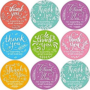 600PCS Thank You for Supporting My Small Business Stickers Labels for Handmade Shopping Small Shop Business Stickers 2 Inch 7 Designs