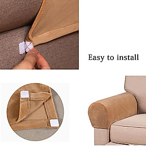 ZHOUZHOU Stretch Velvet Sofa Armrest Covers Anti-Slip Chair Arm Covers, Sofas Arm Slipcovers Soft Recliner Armrest Protector Armchair Covers for Chair Couch 2pcs, Gray