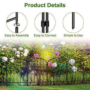 Decorative Garden Fence 10 Pack Animal Barrier Fence 10ft (L) x 24in (H) Rustproof Metal Wire Section Edging Fencing Panel for Outdoor Yard Landscape Patio, Arched