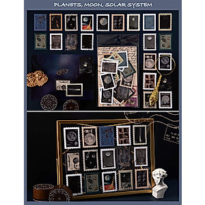 Vintage Postage Stamp Stickers Set (276 Pieces) - Botanical Deco Sticker for Scrapbooking, Bullet Journaling, Junk Journal, Planners, Bujo Travel Diary, Nature Plant Ephemera