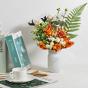 Whaline Autumn Orange Berry Twig Stem, 12 Pack Artificial Orange Berry Picks for Fall Decor, Christmas Tree Decorations, Crafts, Wedding, Holiday Home Decoration