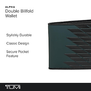 TUMI - Alpha Double Billfold - Ballistic Nylon Wallet - Secure, Durable Wallet - Hidden Card Pocket - 3.4" X 4.4" X 0.6" - Dark Green