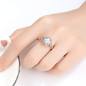 XINQI Rose Gold Silver Round Halo Cubic Zirconia Promise Ring (7)