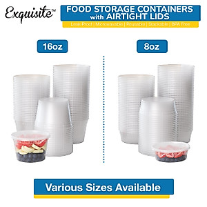 Disposable 16 oz Plastic Containers With Lids - 48 Of Each Containers And Lids - Leak Resistant Containers For Food - Deli Containers - Clear Stackable Containers - Microwave And Freezer Safe