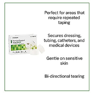 McKesson Premium Surgical Tape, Non-Sterile, Paper, Breathable, 1 in x 10 yd, 12 Count