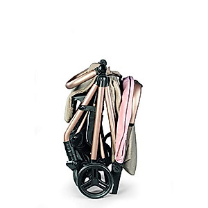 Peg Perego Selfie – Self-Folding, Light Weight, Compact Stroller – Compatible with All Primo Viaggio 4-35 Infant Car Seats - Made in Italy - Mon Amour (Beige, Pink, & Rose Gold)