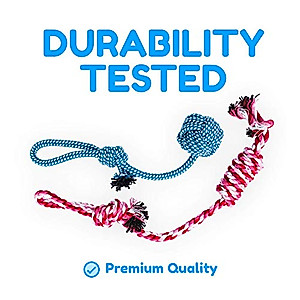 Pacific Pups Products for Dogs - Dog Toys for Aggressive Chewers, 11 Heavy Duty Dog Chew Toys for Aggressive Chewers, Cotton Puppy Chew Toys for Teething, Dogs Toys, Benefits Non-Profit Dog Rescue