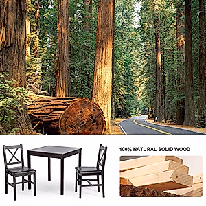 FDW Dining Kitchen Table Dining Set 3 Piece Wood in Door Square Small Farmhouse Dining Room Table Set Table and Chair for 2 Person, Dark Brown