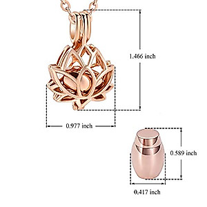 Vjajaly Cremation Jewelry Lotus Flower Urn Necklaces for Ashes Stainless Steel Keepsake Locket Pendants Memorial Urn Jewelry for Human Ashes Holder (MM)
