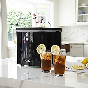 NewAir Black Portable Ice Maker | First Batch In Under 10 Minutes And 33 lb Daily | 2 Ice Size Bullets Daily, Perfect Machine For Kitchen Countertops, and RV NIM033BK00