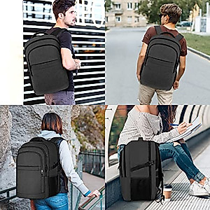 Yamdeg Extra Large Travel Backpack, Large Carry On Backpack, 17.3 Inch Laptop Backpack For Computer Business Travel With USB Port, TSA Airline Approved Waterproof Travel Daypack For Men, Black